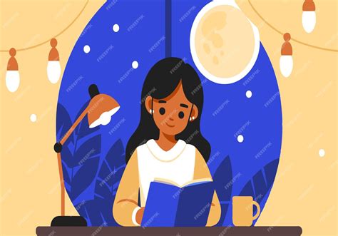 Una Mujer Está Leyendo Un Libro En Una Habitación Débilmente Iluminada