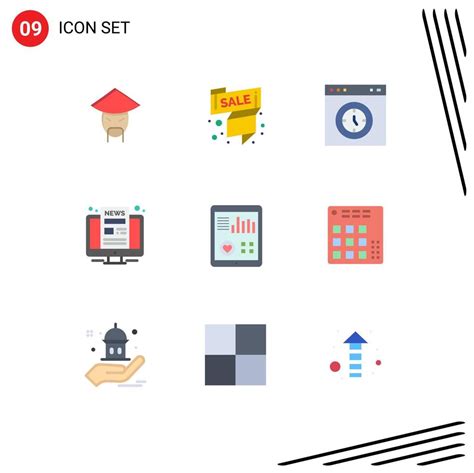 Set Of 9 Vector Flat Colors On Grid For Screen Monitor Offer Computer Speedometer Editable