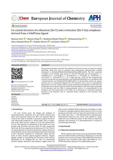 Pdf Co Crystal Structure Of A Dinuclear Zn Y And A Trinuclear Zn Y