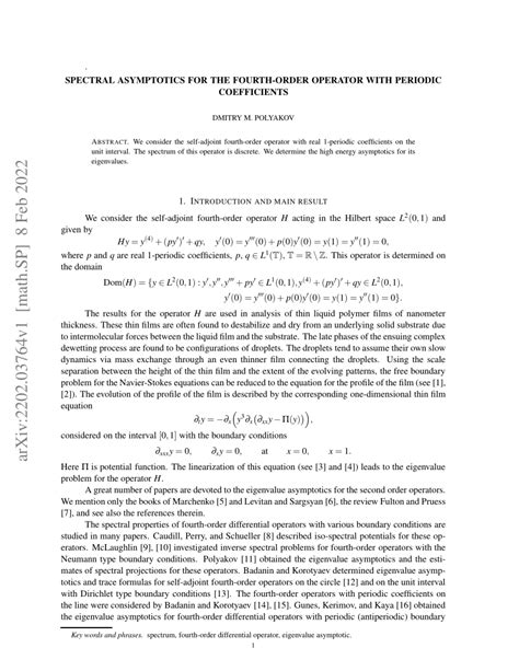 Pdf Spectral Asymptotics For The Fourth Order Operator With Periodic