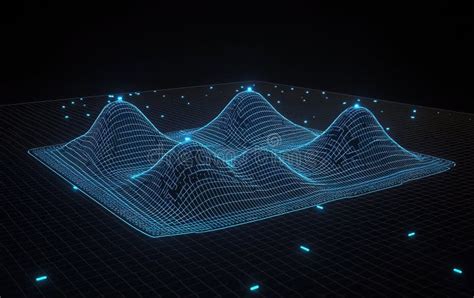 three dimensional grid representation of a wave like surface with