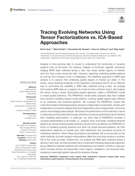 Pdf Tracing Evolving Networks Using Tensor Factorizations Vs Ica