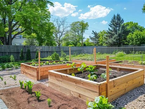 Building A Diy Wooden Raised Garden Bed Frame Step By Step Guide Stock Illustration