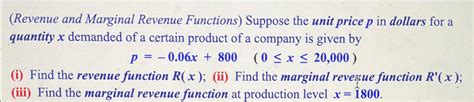 Solved Revenue And Marginal Revenue Functions ﻿suppose The