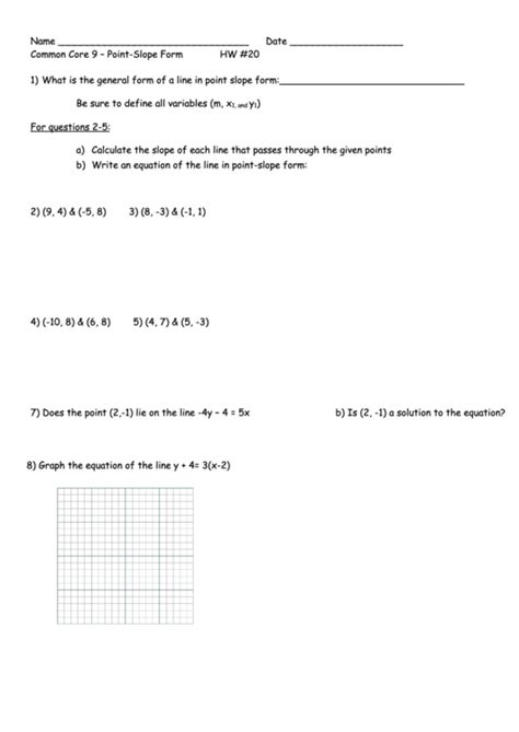 Writing Equations In Point Slope Form Worksheet Tessshebaylo