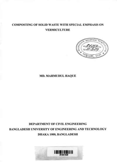Composting Of Solid Waste With Special Emphasis On Vermicul Ture