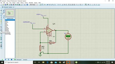 Schematic Circuit Diagram Op Amp As Non Inverting Amplifier Proteus