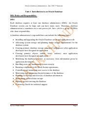Introduction To Oracle Database Administration Roles Course Hero