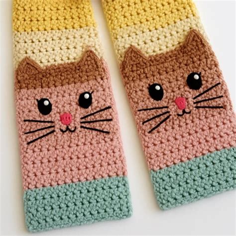 Crochet Cat Scarf Pattern Beginner Friendly Pdf Download Etsy