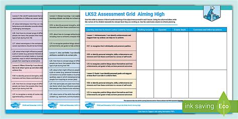 Pshe Lks2 Aiming High Teacher Assessment Grid Twinkl