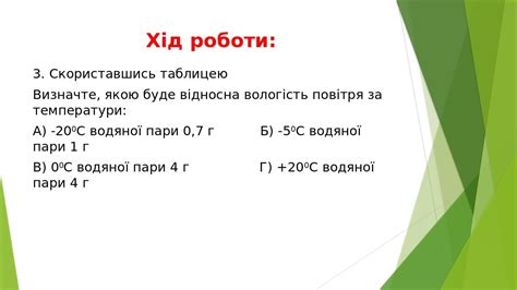 8 клас Презентація Практична робота №5 Визначення вологості повітря за заданими показниками