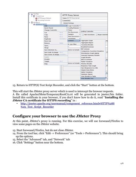Jmeter Proxy Stepbystep Pdf Web Development Internet
