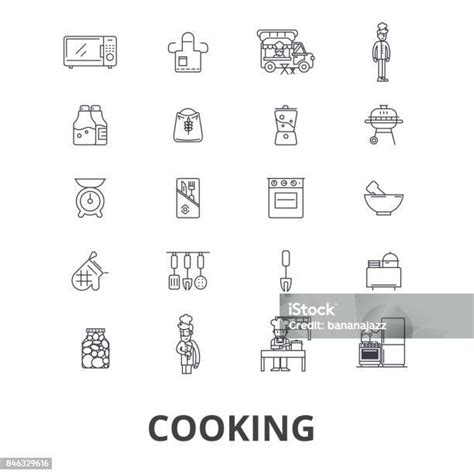 요리 주방 요리 요리사 요리사 클래스 베이킹 레시피 기구 라인 아이콘 편집 가능한 스트로크입니다 평면 디자인 벡터 그림 기호