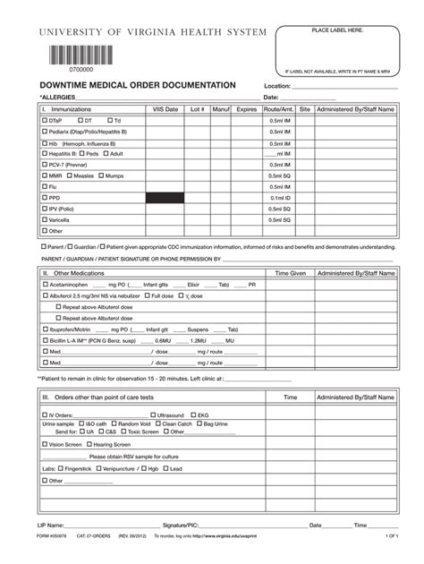 downtime medical order documentation virginia fill out and sign online