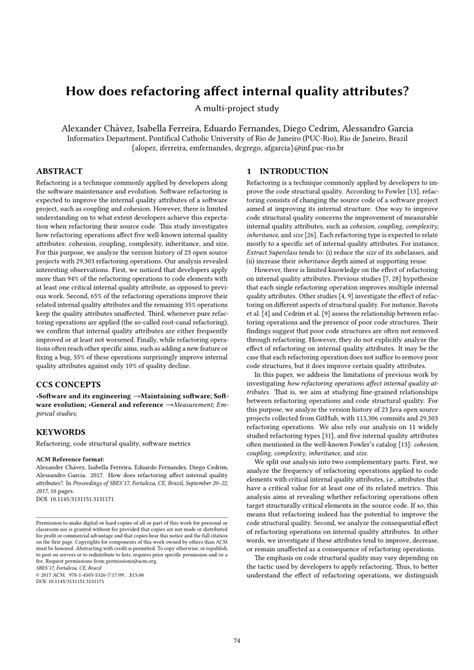 pdf how does refactoring affect internal quality attributes a multi