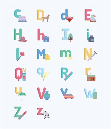 Alphabet Letters Flat Icon Set 9732217 Vector Art At Vecteezy