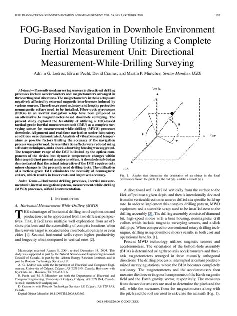 Pdf Fog Based Navigation In Downhole Environment During Horizontal Drilling Utilizing A