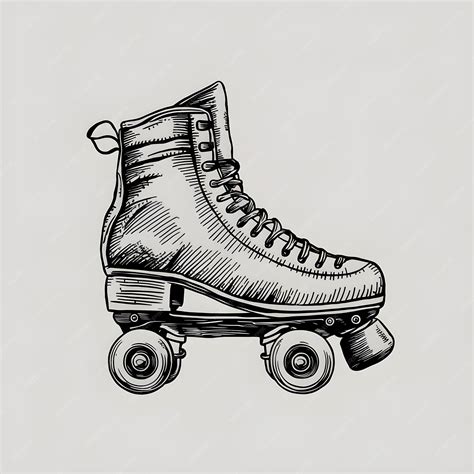 Premium Vector Roller Skate Ink Sketch Drawing Black And White