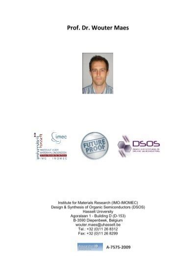 Prof Dr Wouter Maes Uhasselt