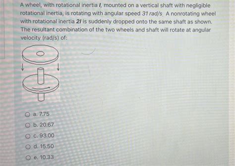 Solved A Wheel With Rotational Inertia I Mounted On A Chegg