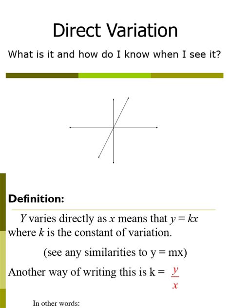 Direct Variation Ppt Pdf Applied Mathematics Mathematics
