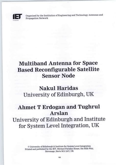 Pdf Multiband Antenna For Space Based Reconfigurable Satellite Sensor