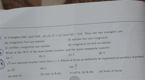 In Triangles Abc And Def ∠b ∠e ∠f ∠c And Ab 3de Then The Two Triangles