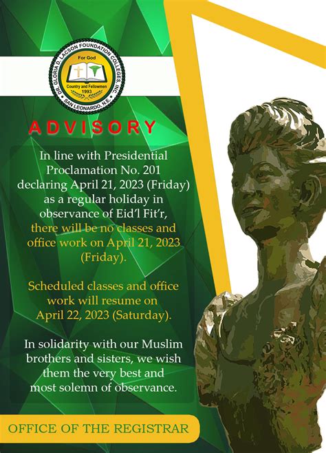 No Classes Advisory April 21 2023 Gloria Lacson Colleges