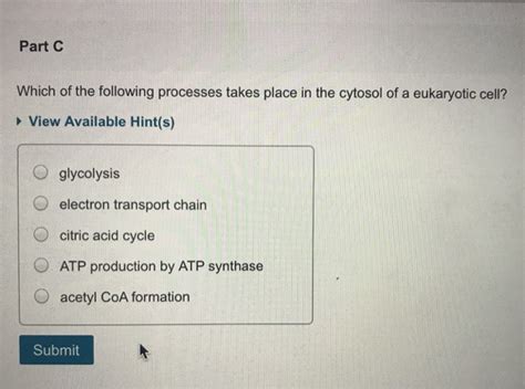 solved part c which of the following processes takes place