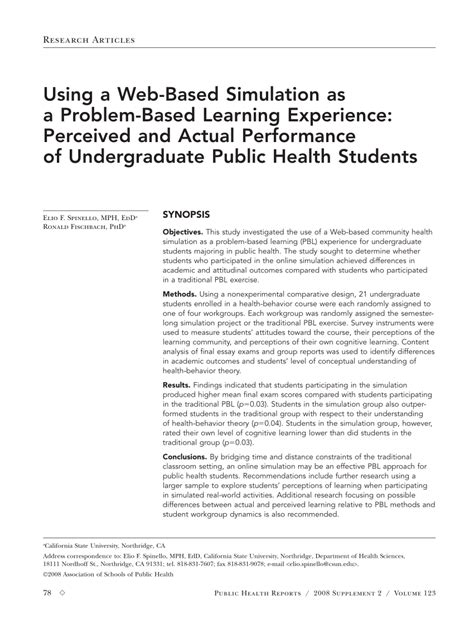 Pdf Using A Web Based Simulation As A Problem Based Learning