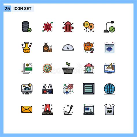 Mobile Interface Filled Line Flat Color Set Of 25 Pictograms Of Connected Celebration