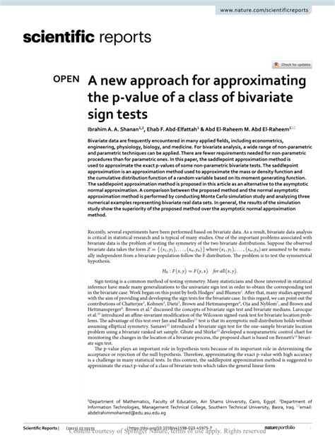 Pdf A New Approach For Approximating The P Value Of A Class Of Bivariate Sign Tests