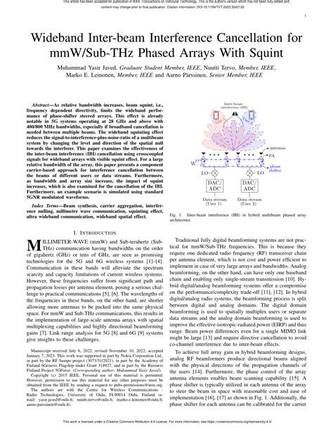 Pdf Wideband Inter Beam Interference Cancellation For Mmwsub Thz