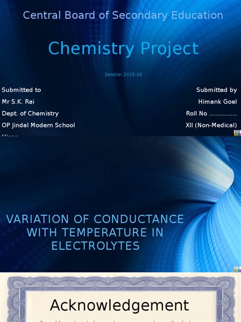 Chemistry Project Class 12 Variation Of Conductance Of Electrolytes
