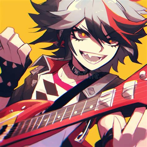 El Tipo Toca Una Guitarra Eléctrica En El Estilo Anime Ilustración De