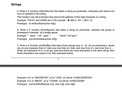 Solved 5 Write A C Function Strsumnums That Takes A