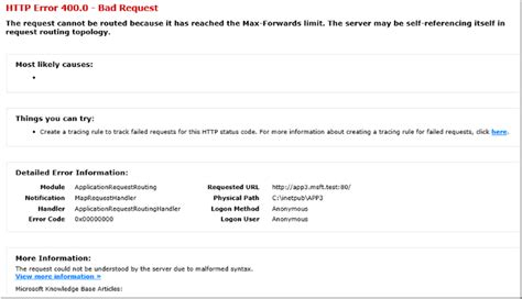 Application Request Routing Arr Self Referencing Itself 400 Or 502
