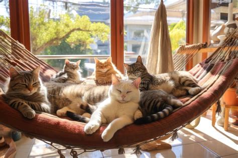 Cats Lounging Around On A Lazy Sunday Afternoon Ai Generated Stock