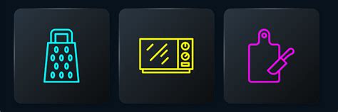 세트 라인 강판 도마와 칼 전자 레인지 검은색 사각형 버튼입니다 벡터 가정 생활에 대한 스톡 벡터 아트 및 기타 이미지 가정 생활 가정 주방 가정의 방 Istock