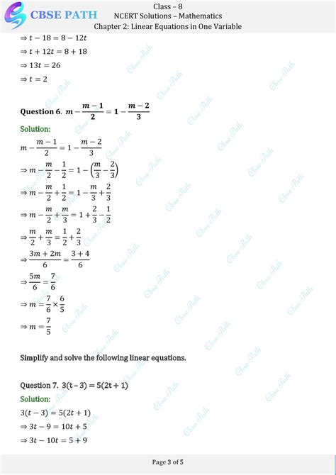 Ncert Solutions For Class 8 Maths Exercise 2 2 Linear Equations In One Variable Cbse Path
