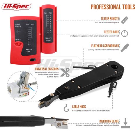 9pc Computer Network Cable Tester Tool Kit Set Includes Crimper Punc