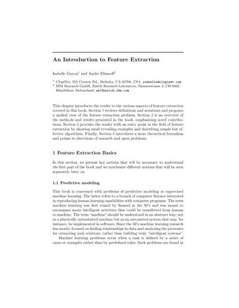 An Introduction To Feature Extraction Pascal Eprints