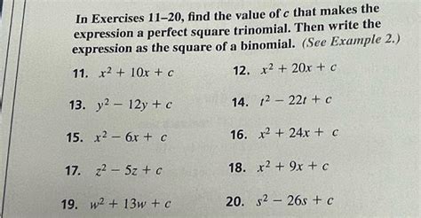 Solved In Exercises 11 20 Find The Value Of C That Makes
