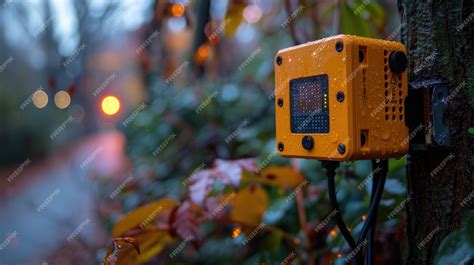 Premium Photo Road Condition Monitoring Device On The Greenway Solid Color Background 4k Ultra Hd