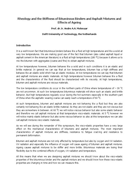 Measuring The Visco Elastic Properties Of Bituminous Binders And