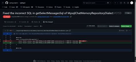 Springai中使用mysql作为聊天消息持久化产生的问题项目环境：jdk17，springboot 版本：34 掘金