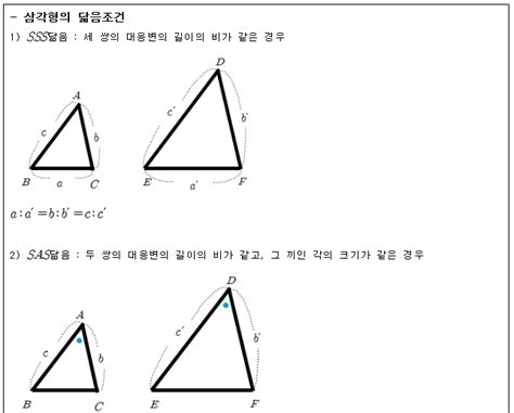 삼각형 삼각형의 닮음 Sss Sas Aa 닮음 네이버 블로그