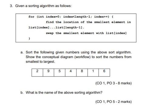 Solved 3 Given A Sorting Algorithm As Follows For Int