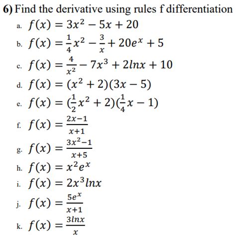 Solved Find The Derivative Using Rules F Differentiation Chegg Com