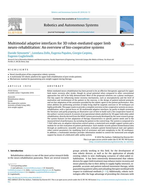 Pdf Multimodal Adaptive Interfaces For 3d Robot Mediated Upper Limb